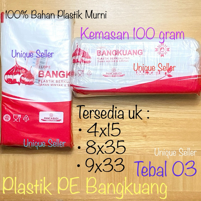 Jual Kantong Plastik PE Bangkuang Uk 4x15 8x35 9x33 isi 100 Gram ...