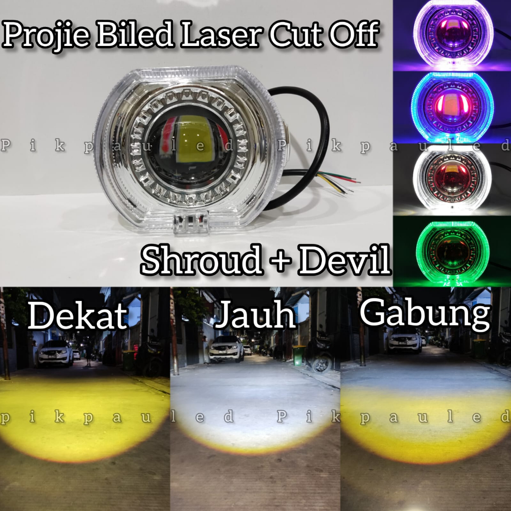 Jual Lampu LED Projie Biled Laser Cut Off High Low Devil Merah 30 Watt ...