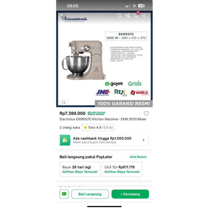 Jual kitchen machine electrolux EKM5570 stand mixer | Shopee Indonesia