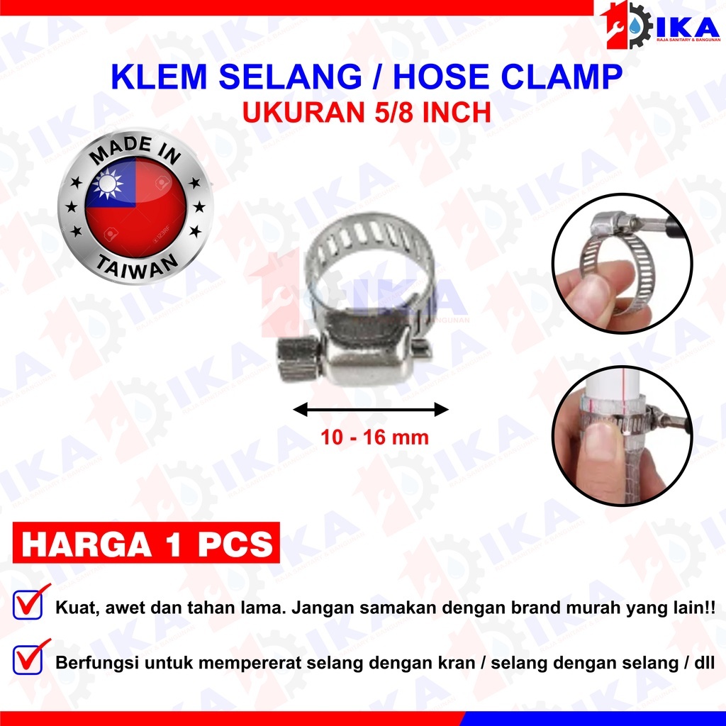 Jual Klem Selang Stainless /Hose Clamp 5/8 Inch ( 10 - 16 mm ...