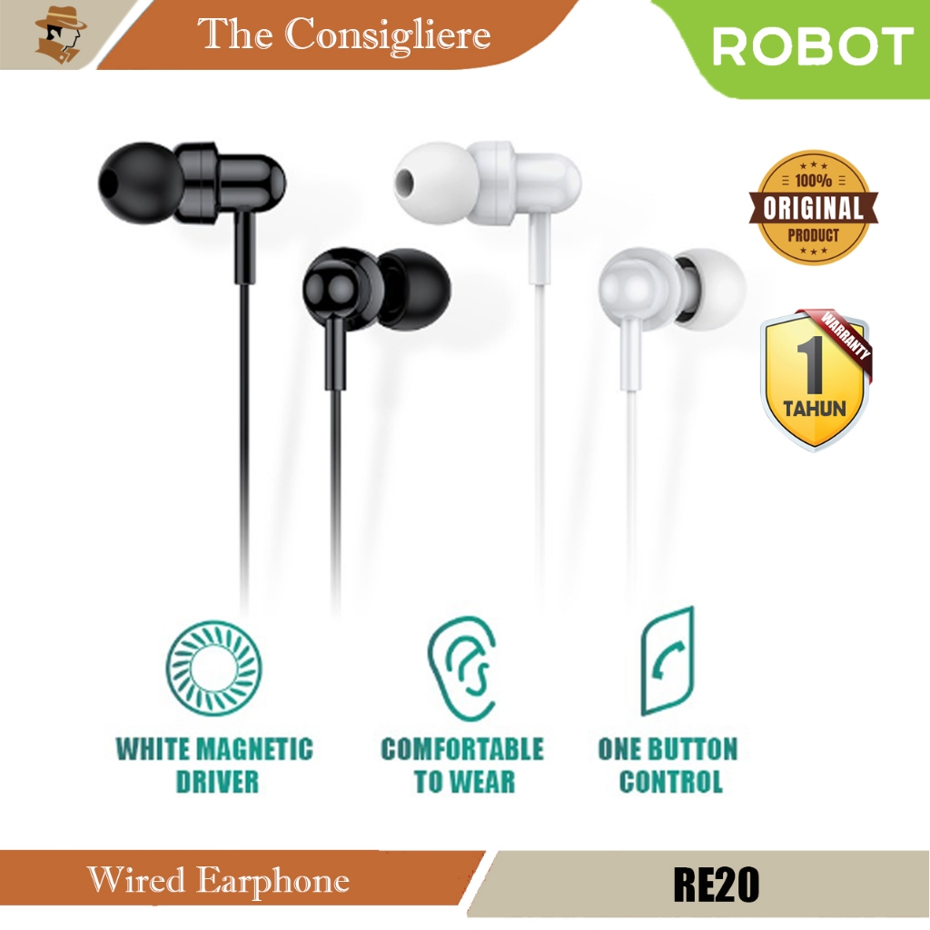 Jual Headset Robot RE20 RE50 Wired Earphone Bass Smartphone Original ...