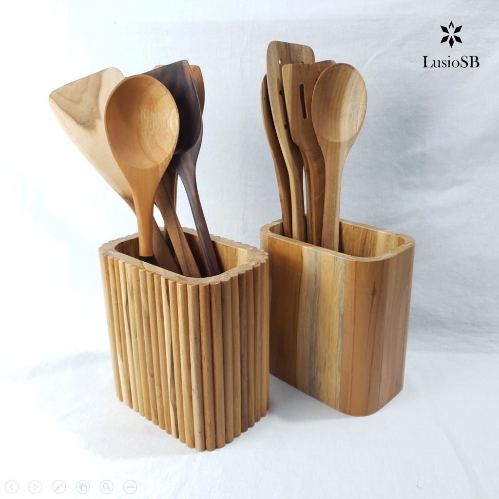 Jual LusioSB Tempat Spatula Premium Besar Kayu Jati Tempat Sutil Sodet ...