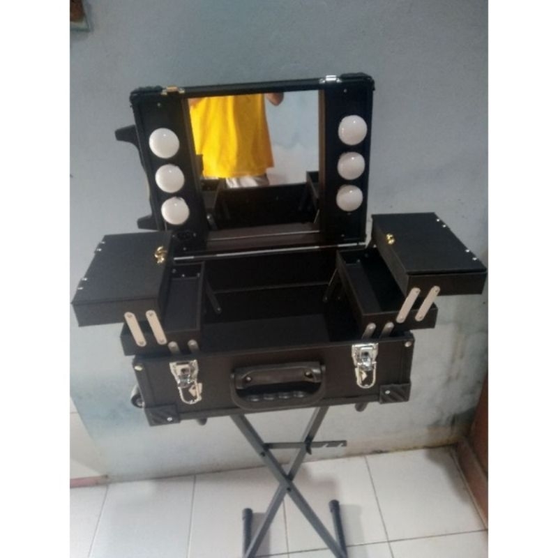 Jual koper makeup 42 CM + KAKI STAND/ 6 lampu 4 rak/bok kosmetik ...