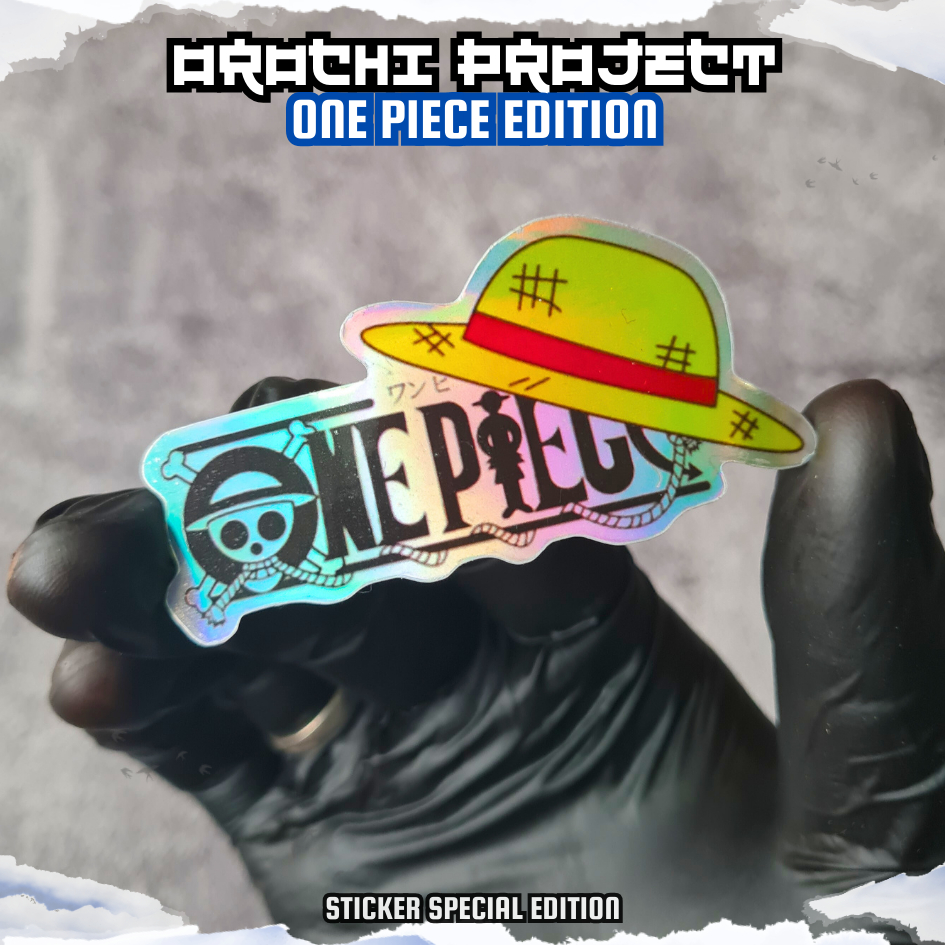 Jual Sticker Stiker Anime Logo One Piece Topi Jerami Hologram Glossy ...