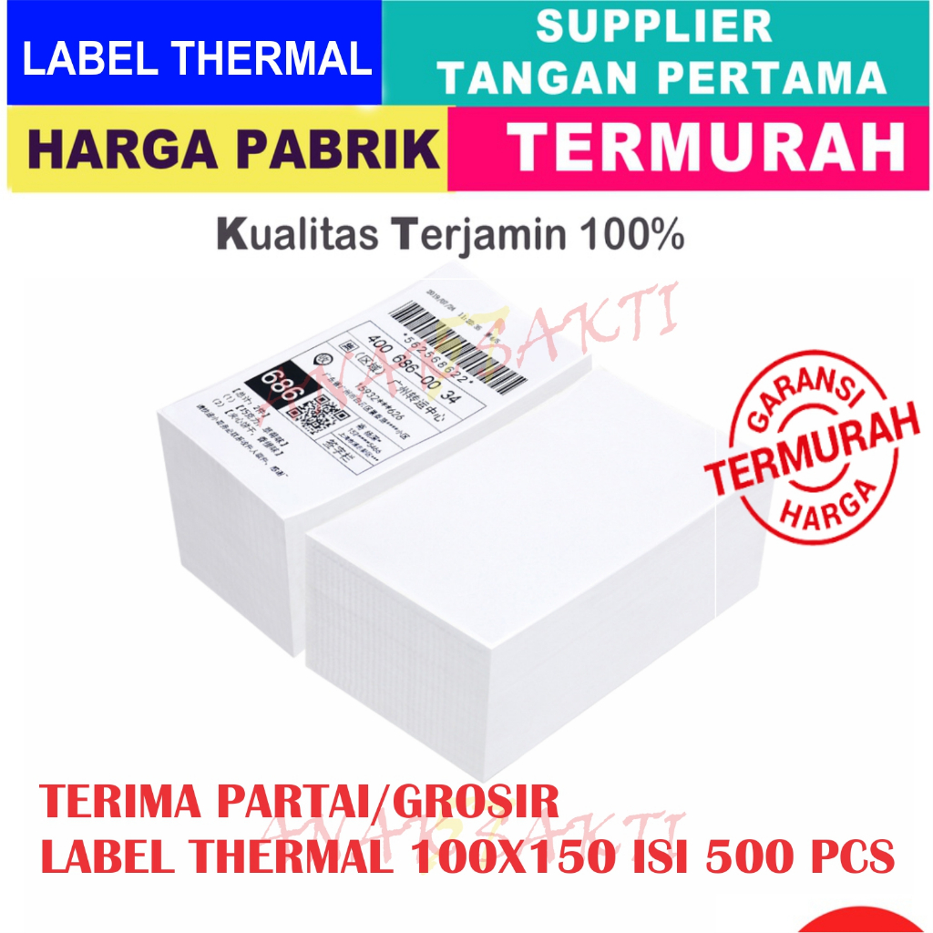 Jual KERTAS THERMAL STIKER RESI STICKER LABEL BARCODE LIPAT UKURAN A6 100X150 MM ISI 500PCS ...