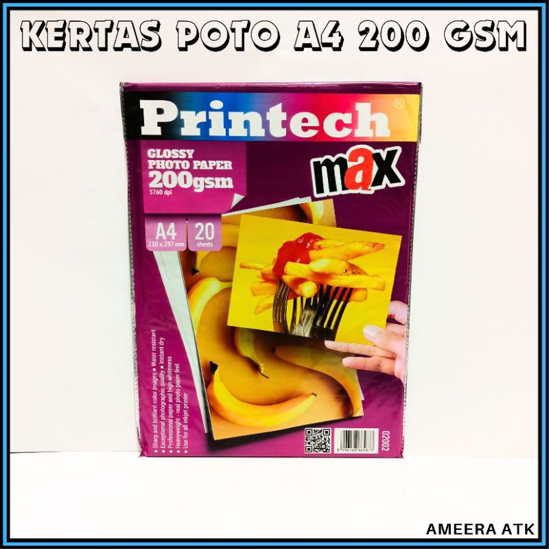 Jual 1 Pak Kertas Poto / Paper Photo Glossy A4 200 Gsm Isi 20 Lembar ...