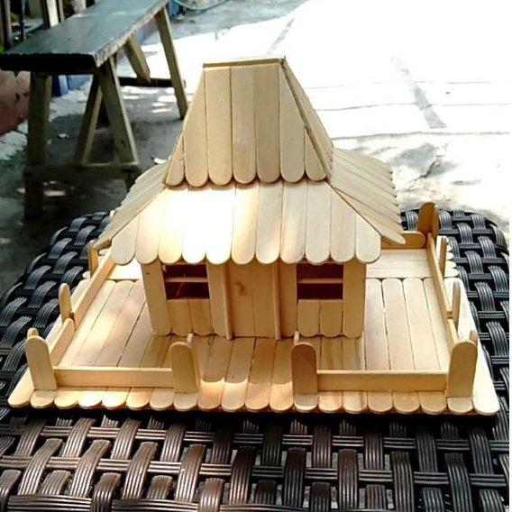 Jual Miniatur Rumah Adat Jawa Joglo Dari Stik Es Krim Shopee Indonesia