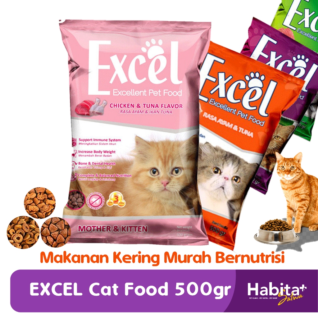 Jual EXCEL Cat Dry Food Makanan Kucing Kering 500GR | Shopee Indonesia