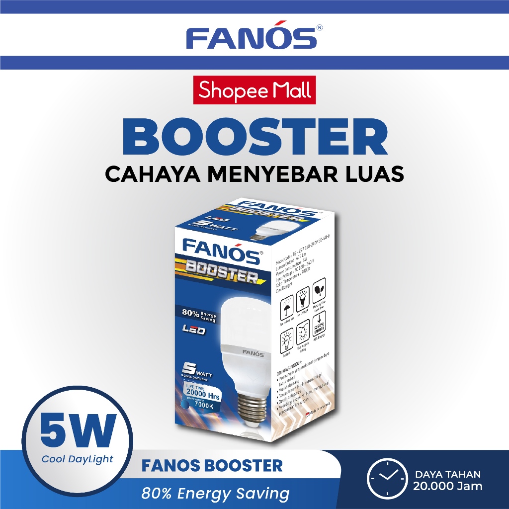 Jual Fanos Booster Lampu LED 5WATT T Bulb CoolDay Light/Putih | Shopee ...