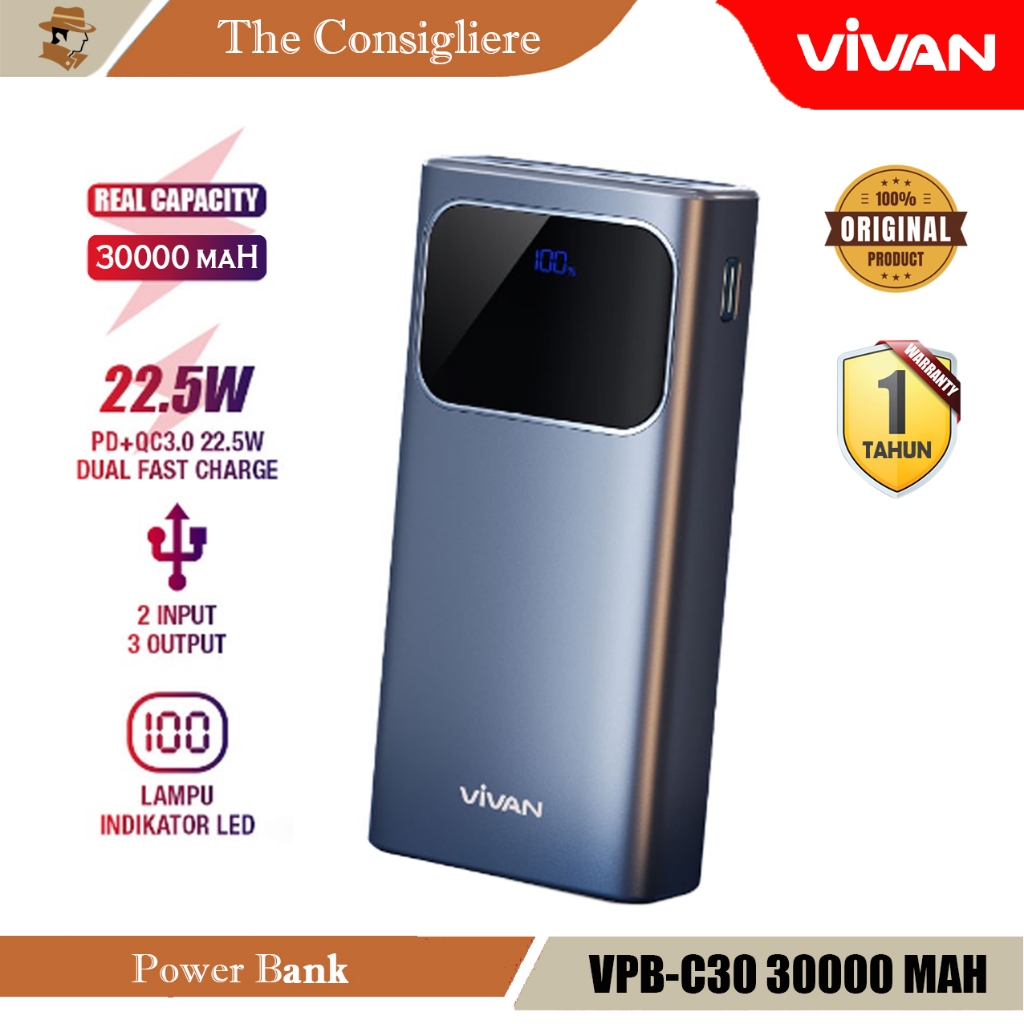 Jual Power Bank Vivan 30000 Mah Quickcharge PD 3.0 LED Display VPB-C20 ...