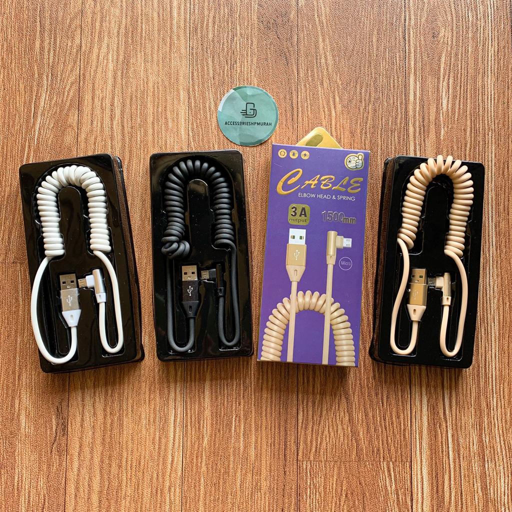 Jual KABEL DATA ELBOW SPRING 3A MICRO/TYPE C/LIGHTNING/IP | Shopee ...