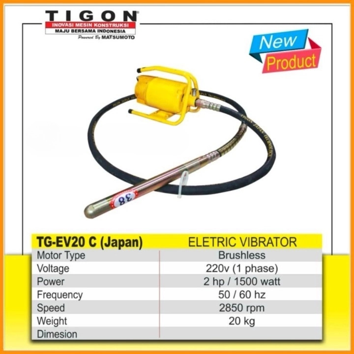 Jual Mesin Concrete Vibrator TIGON TG-EV 20C Selang Cor Beton | Shopee Indonesia