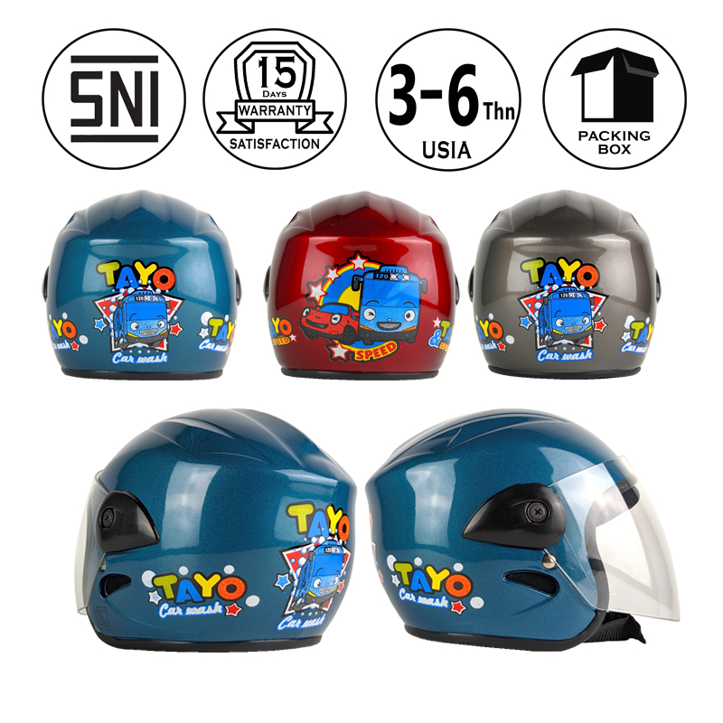 Jual Helm Motor Anak Kids SNI Cowok 3 4 5 6 Tahun Motif Tayo Bus ...