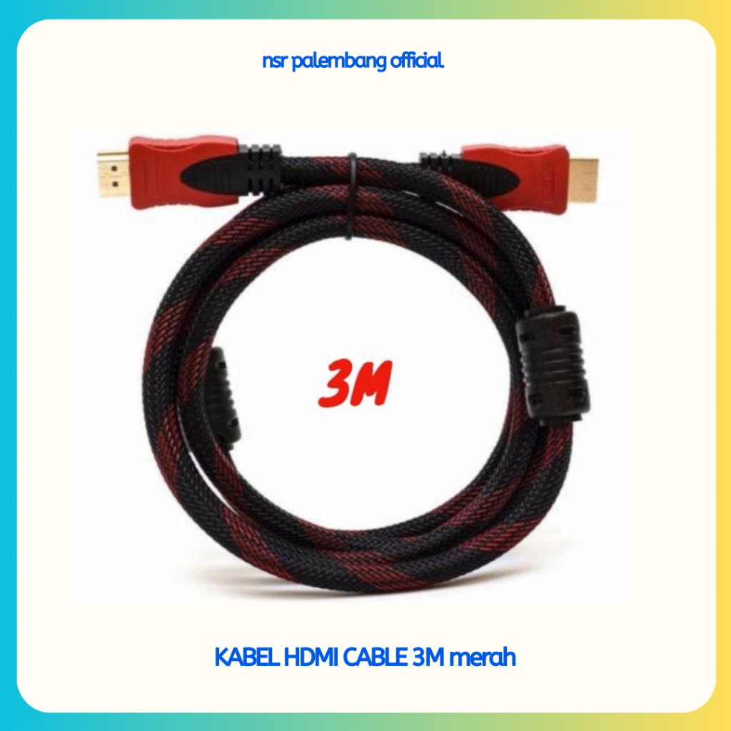 Jual KABEL HDMI CABLE 3M merah / Kabel HDMI 3 Meter | Shopee Indonesia