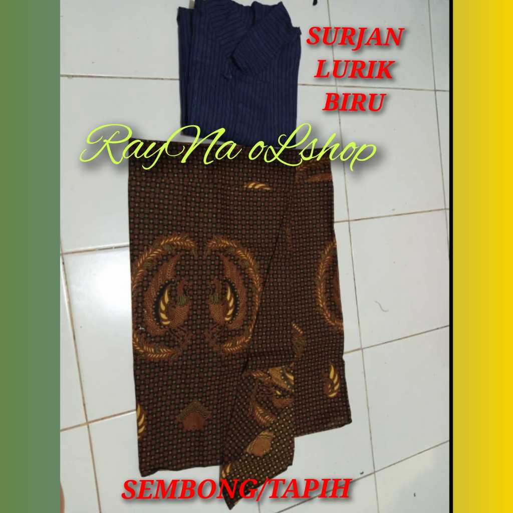 Jual 1 SET BAJU SURJAN LURIK BIRU+ TAPIH/SEMBONG, PAKAIAN TENUN MODERN ...