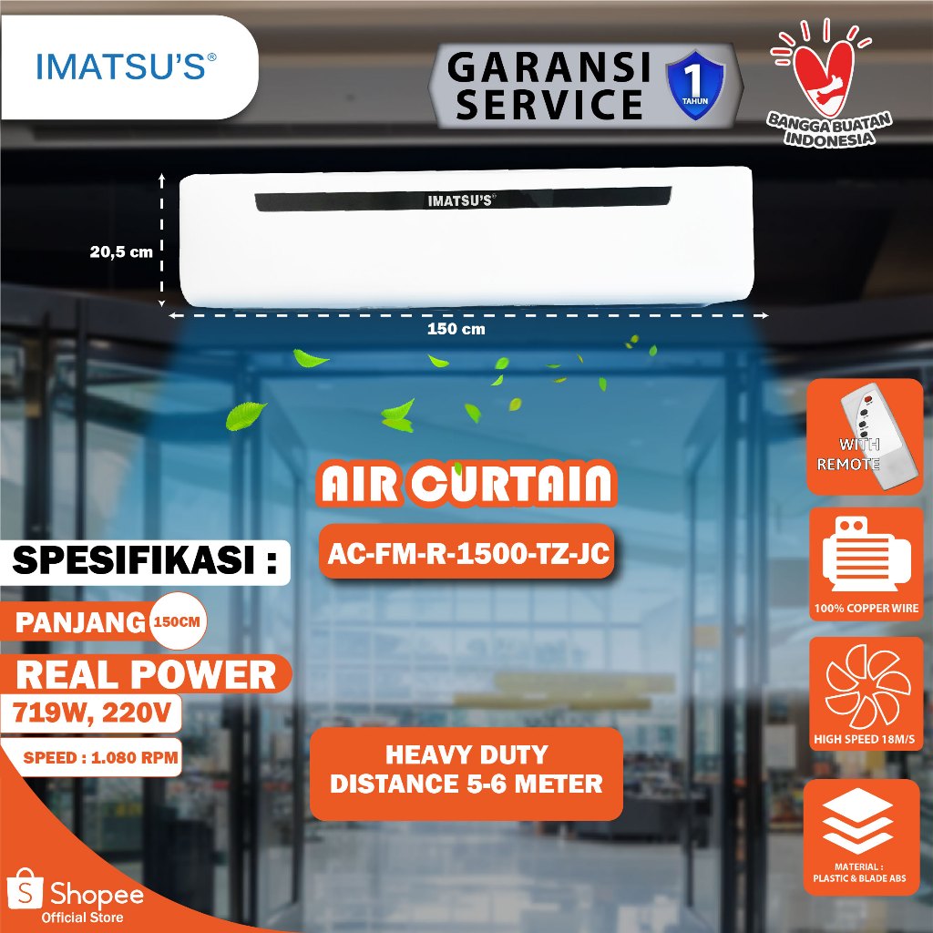 Jual Air Curtain Heavy Duty 150 CM / 1.5 M Super Strong 5-6 M Tirai ...