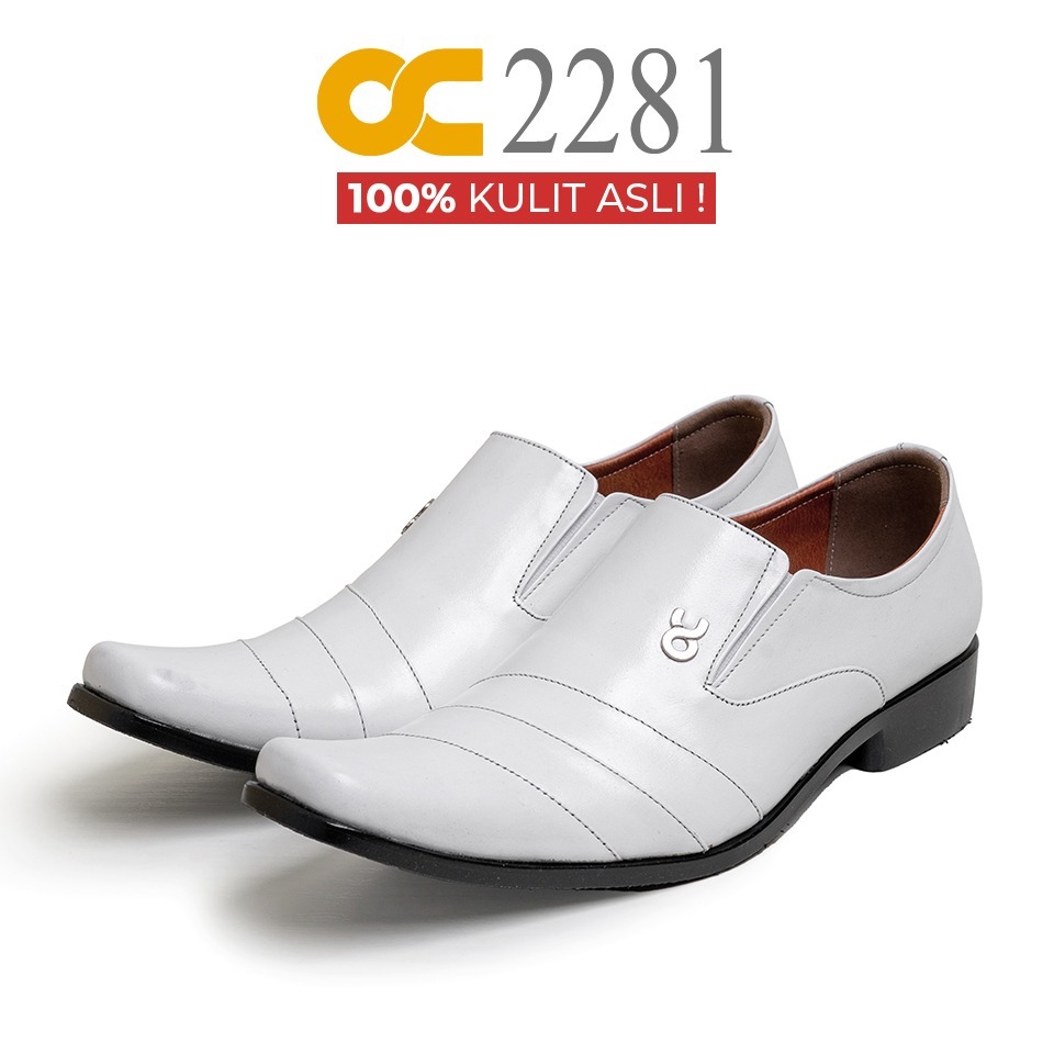 Jual Sepatu Kulit Putih Asli Kantoran Pria Premium Odoncibaduyut ...