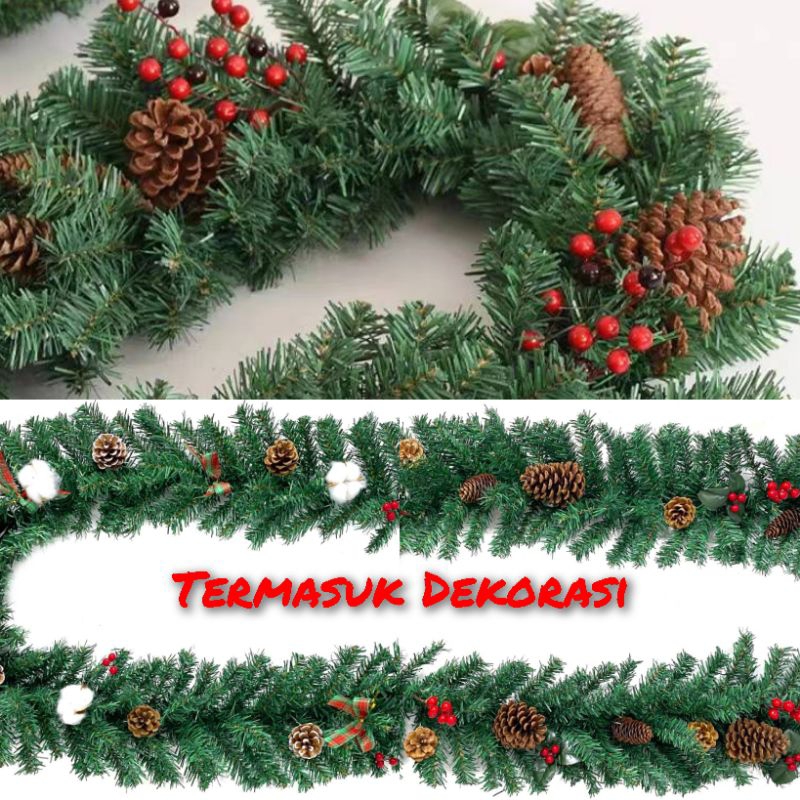 Jual Karangan Bunga Natal Untuk Dekorasi Pintu Dan Jendela / Garland Natal / Dekorasi Natal ...