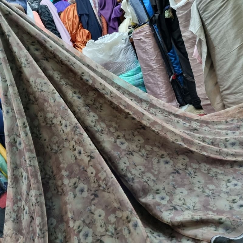 Jual Kain Organza Silk Premium Motif Print Bunga Rambat | Bahan Super ...