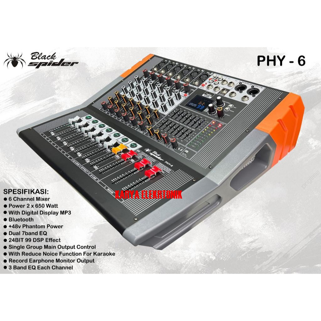 Jual POWER MIXER BLACK SPIDER PHY 6 PHY6 PHY-6 6 CHANNEL 650W X2 ORIGINAL | Shopee Indonesia