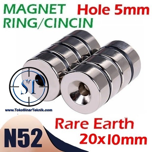 Jual Strong Magnet Neodymium Selinder CINCIN 20x10mm Lobang 5mm N52 ...