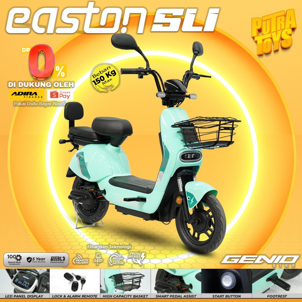Jual E-bike Genio Easton SL1 Garansi Resmi by United Bike//Sepeda Listrik Genio Easton SL1 ...