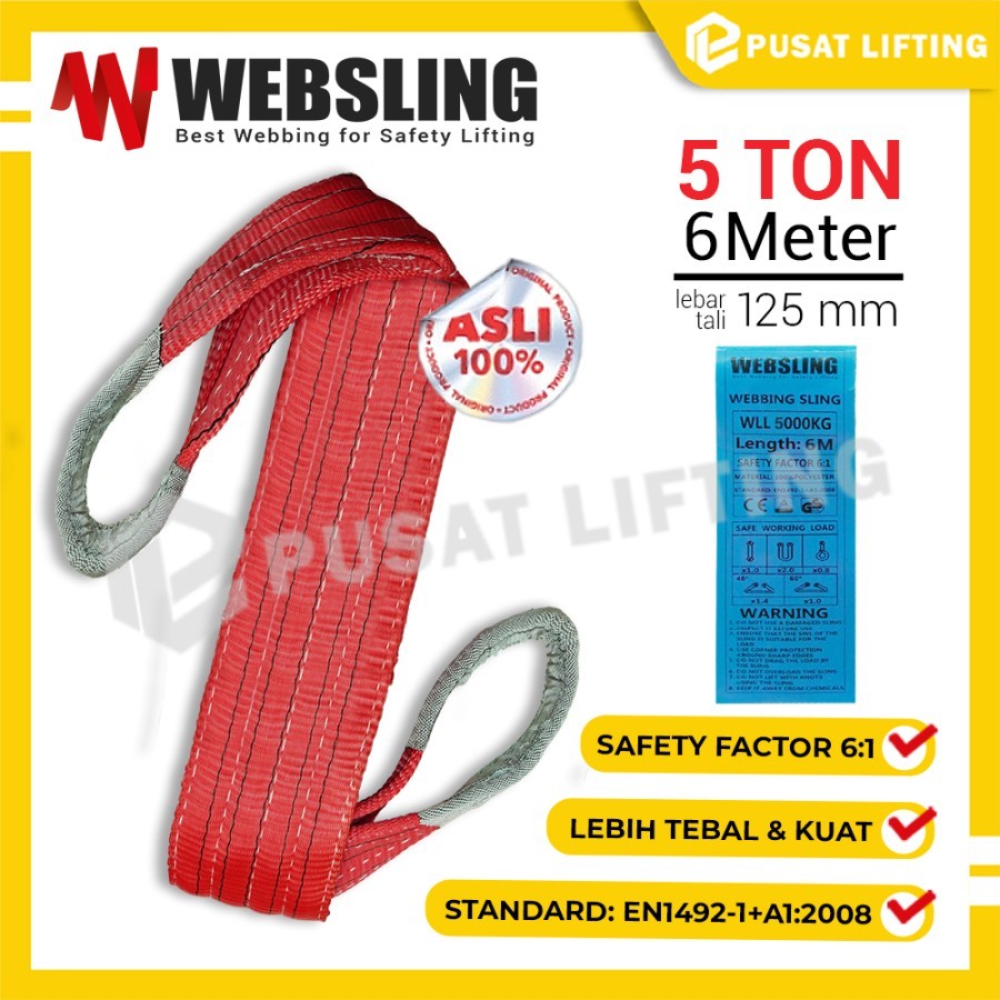 Jual Webbing Sling 5 Ton 6 Meter WEBSLING Sling Belt Double Ply ...