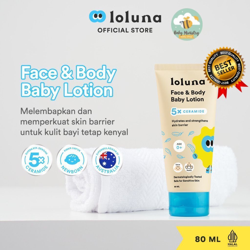 Jual LOLUNA Face & Body Baby Lotion 80ml 200ml | 5x Ceramide - Lotion ...