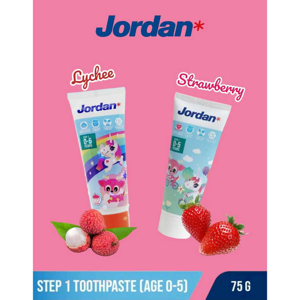 Jual JORDAN KIDS TOOTHPASTE MILK TEETH STEP 1 (0-5 YEARS) 75G & Step 2 ...