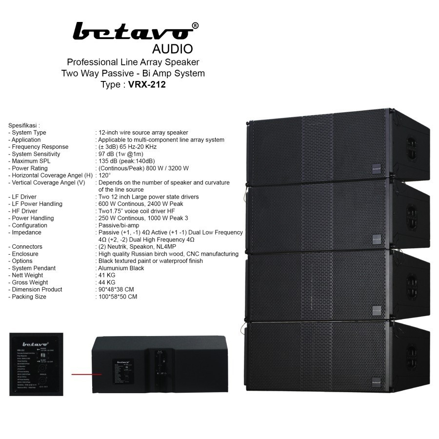 Jual Speaker Pasif Line Array 12 Inch BETAVO VRX-212 / VRX212 Bi-Amp ...