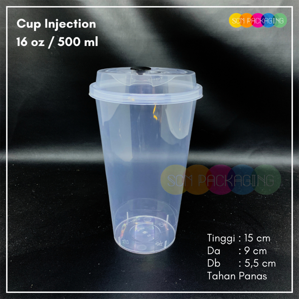 Jual GELAS CUP INJECTION 16OZ 16 OZ 500ML 500 ML 1 PACK 25 PCS TUTUP LID TAHAN PANAS FOODGRADE ...