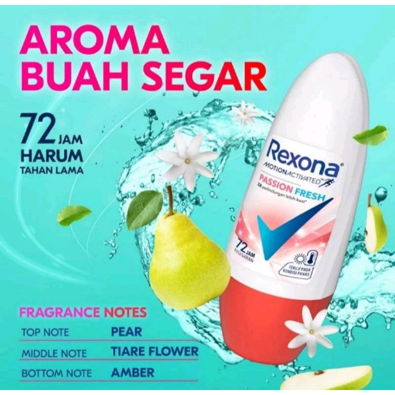Jual Rexona Deo Roll On Passion Fresh 72 Jam Isi 45 mL | Shopee Indonesia