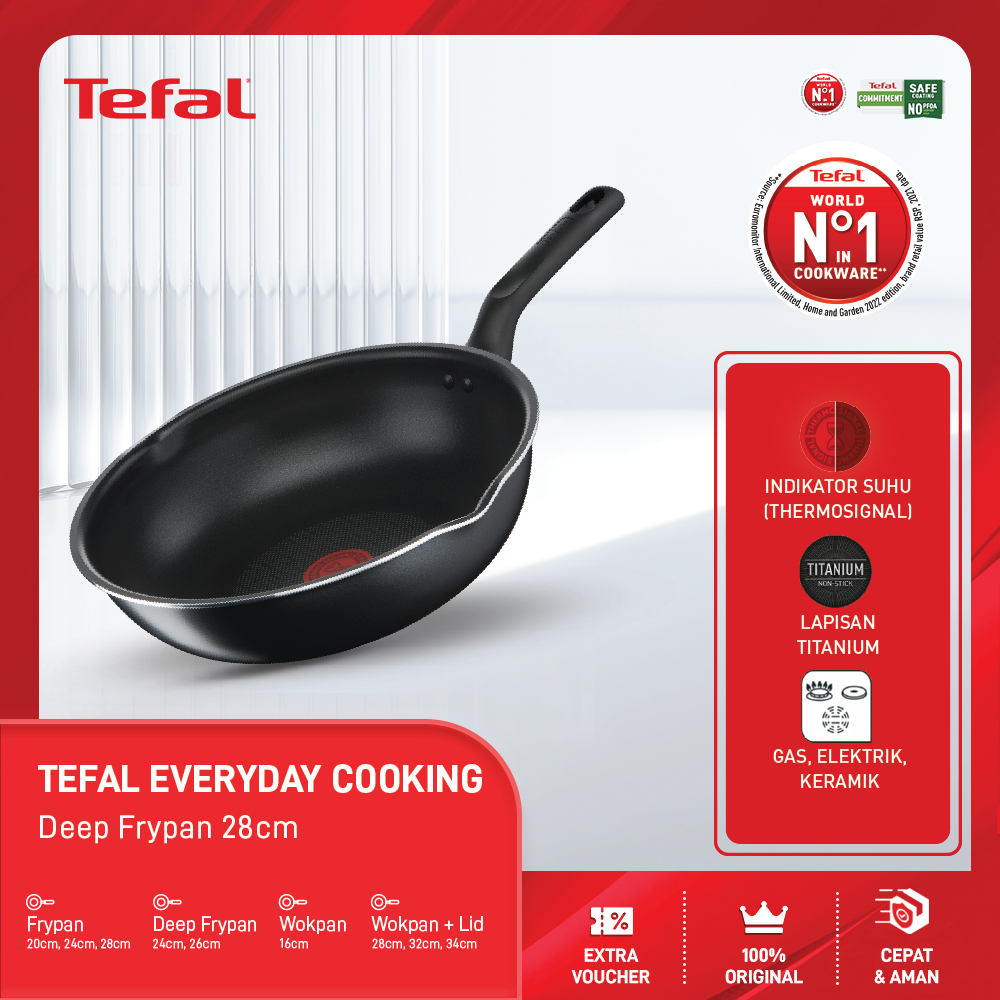 Jual Tefal Everyday Cooking Deep Frypan 28cm Panci Wajan Anti Lengket | Shopee Indonesia