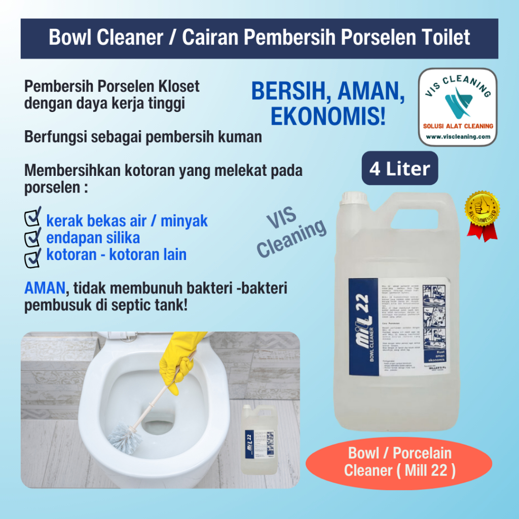 Jual Bowl Cleaner / Cairan Pembersih Porselen Toilet Mill 22 (Jerigen 4 ...