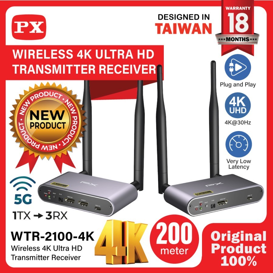 Jual PX WTR-2100-4K Wireless Video Transmitter Receiver Monitor Audio ...