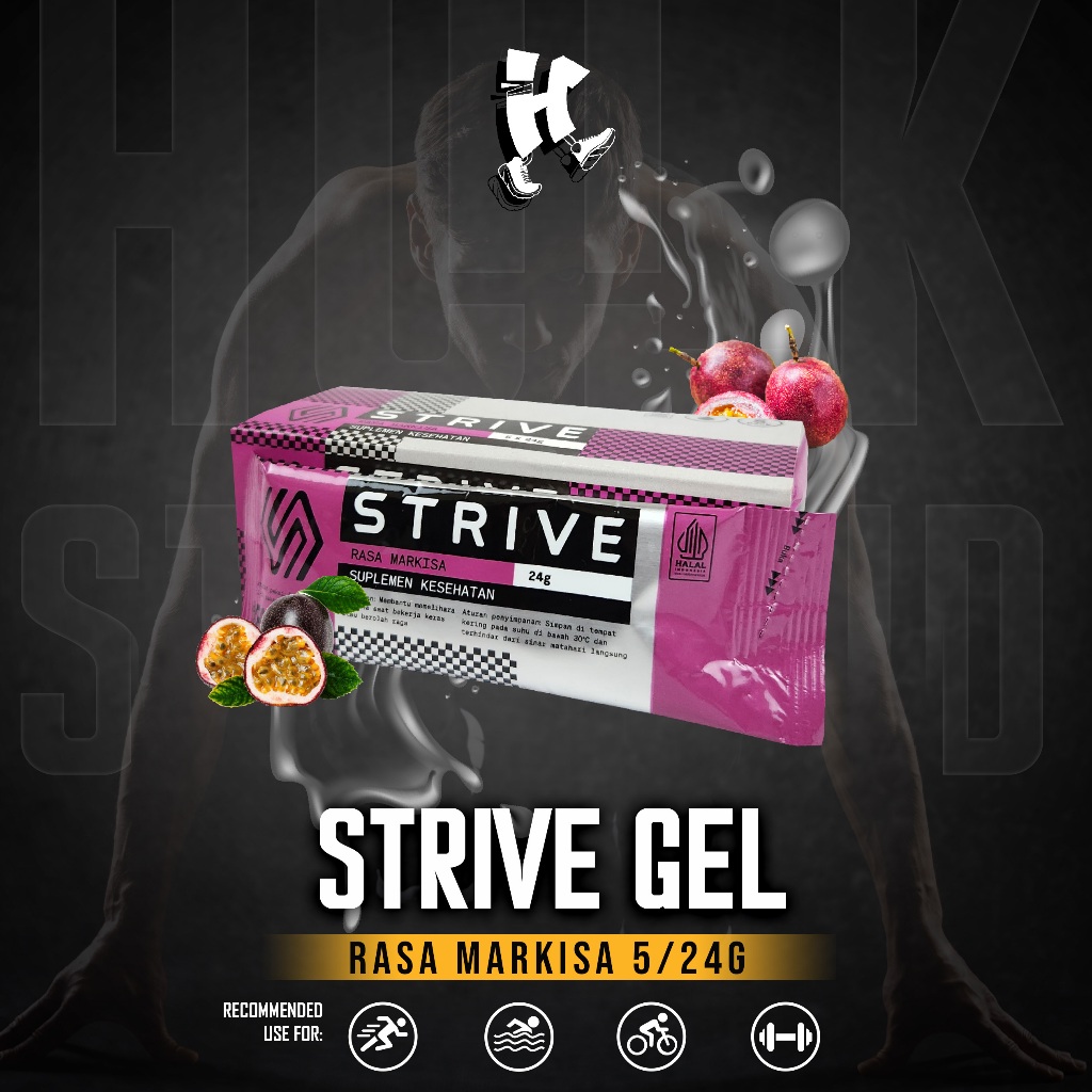Jual Strive Energy Gel Markisa 1 Box isi 5 Sachet @24gr Supplement Isotonic Penambah Energi ...