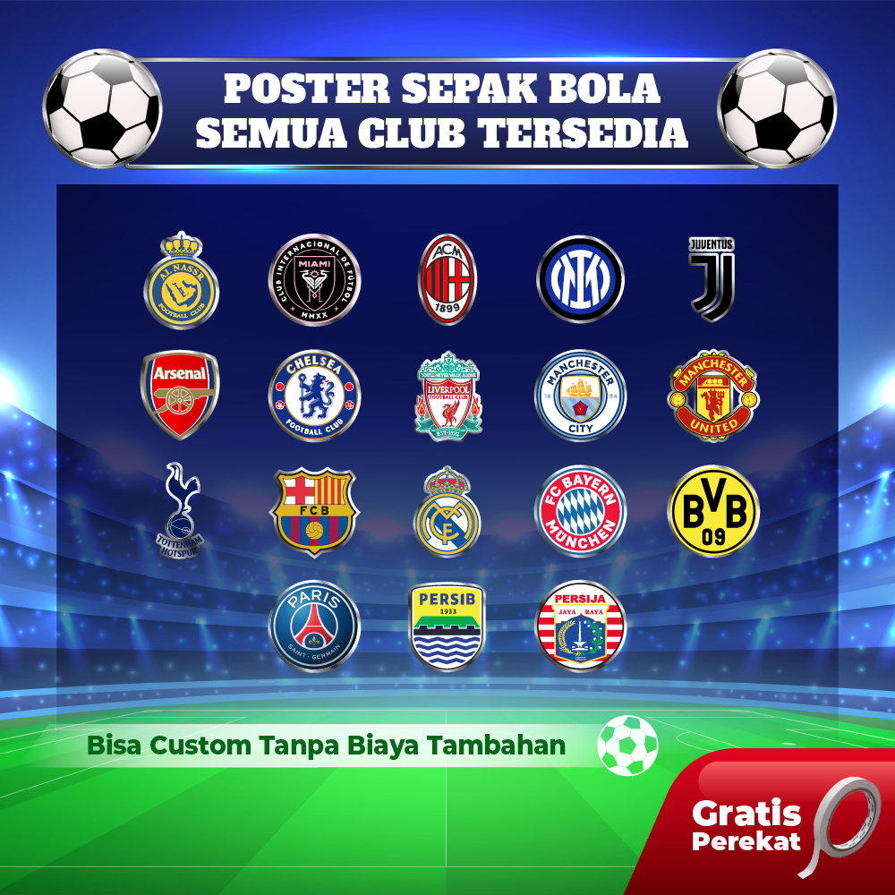 Jual Poster Dinding Sepak Bola Terlengkap Ronaldo Messi Club Liga ...