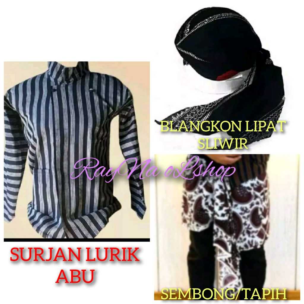 Jual SETELAN BAJU LAKI | SURJAN LURIK ABU + BLANGKON LIPAT SLIWIR + TAPIH/SEMBONG, PAKAIAN TENUN ...