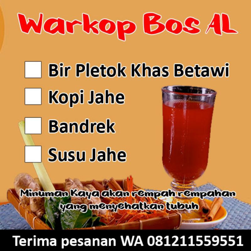 Jual Minuman Khas Betawi Warkop Bos AL / Bir Pletok khas betawi / Susu ...