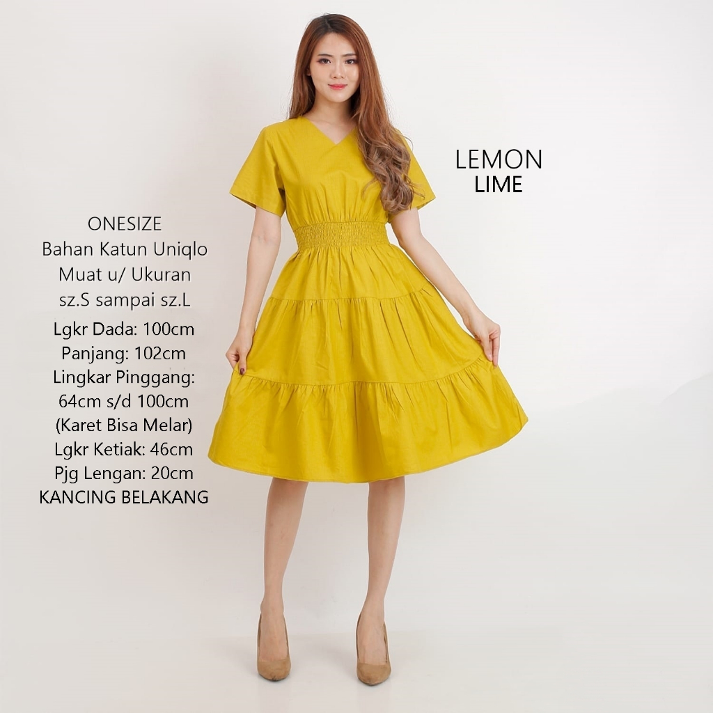 Jual Midi Dress Flare Wanita Gaun Polos Lengan Pendek Modern Tebal Adem ...