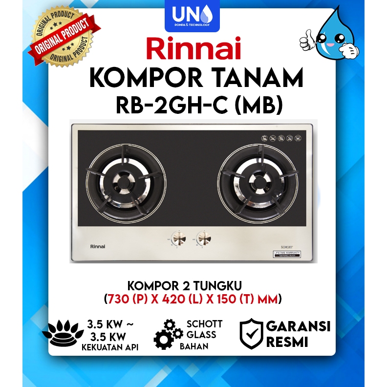 Jual Kompor Tanam Rinnai 2 tungku RB 2GH C MB | Shopee Indonesia