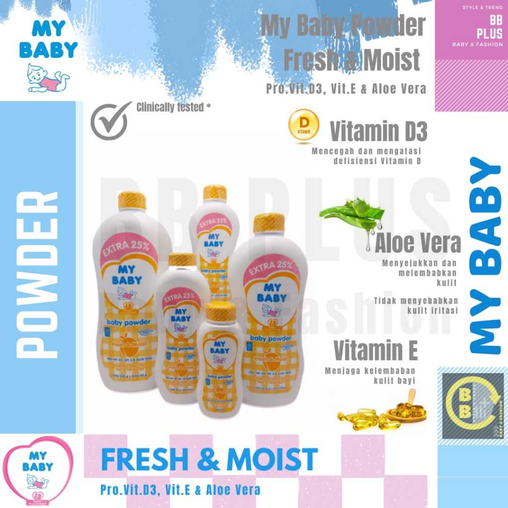 Jual Bedak MY BABY POWDER FRESH & MOIST 50/100/150/235/335/500GR ...