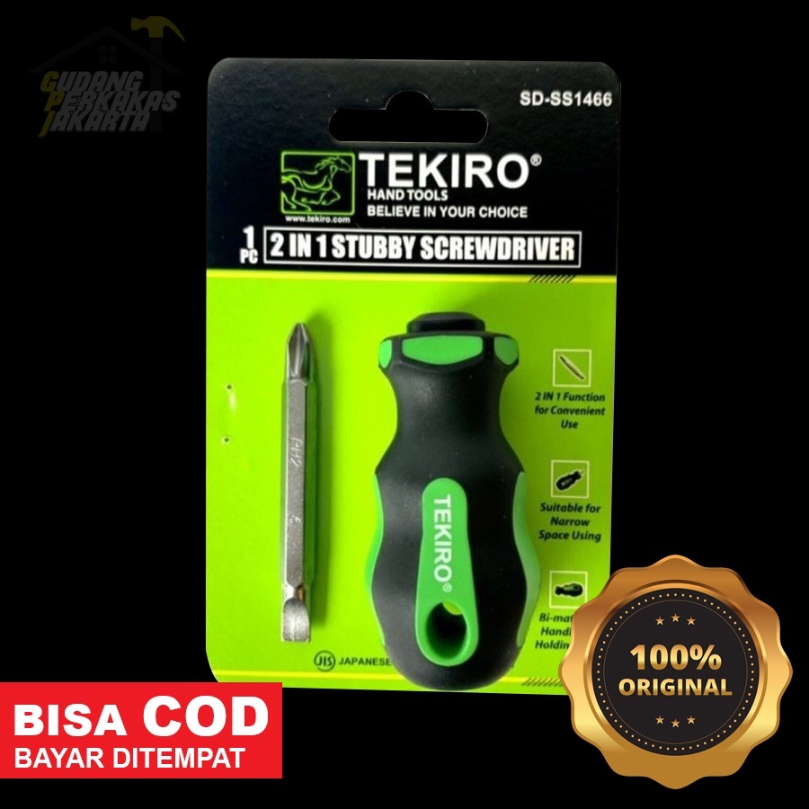 Jual Tekiro Obeng Cebol Bolak Balik 2 in 1 Stubby Screwdriver Original ...