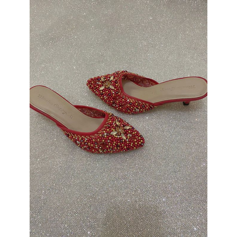 Jual CELIN RED WEDDING SHOES HEELS RUNCING 5 CM | Shopee Indonesia