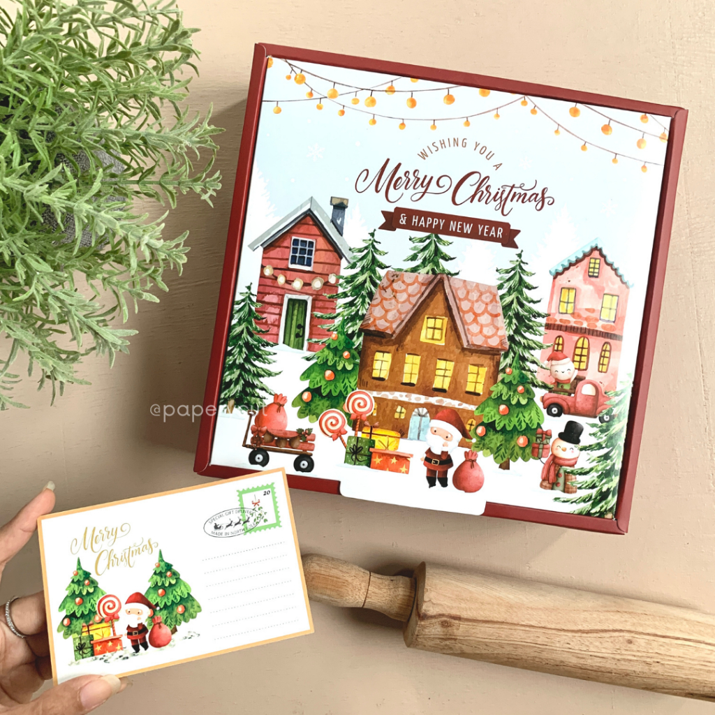 Jual Box Kotak Packaging Hampers Kue Cookies Natal 22 x 22 x 6.5cm - 2 ...