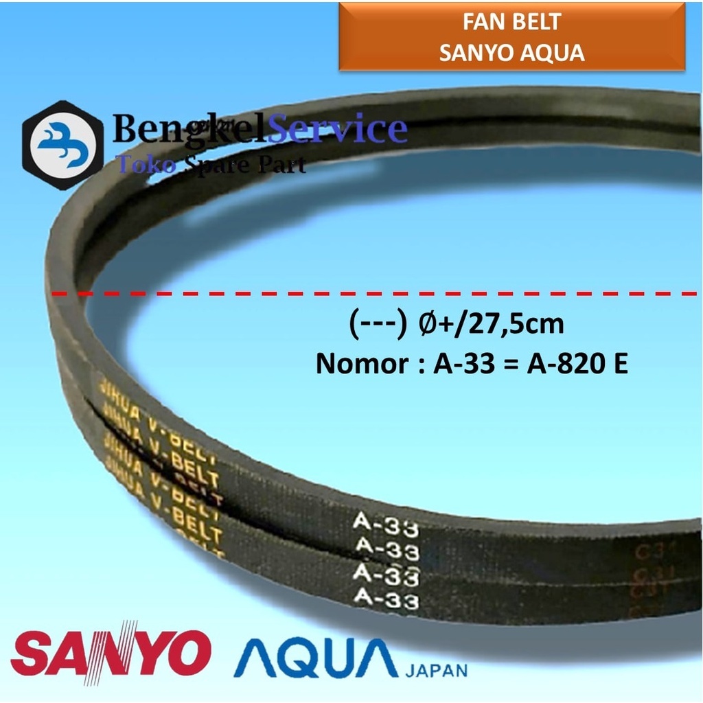 Jual Van Belt Fan Belt V Bel Fan Bel SANYO AQUA A-33/ A-820 E | Shopee ...