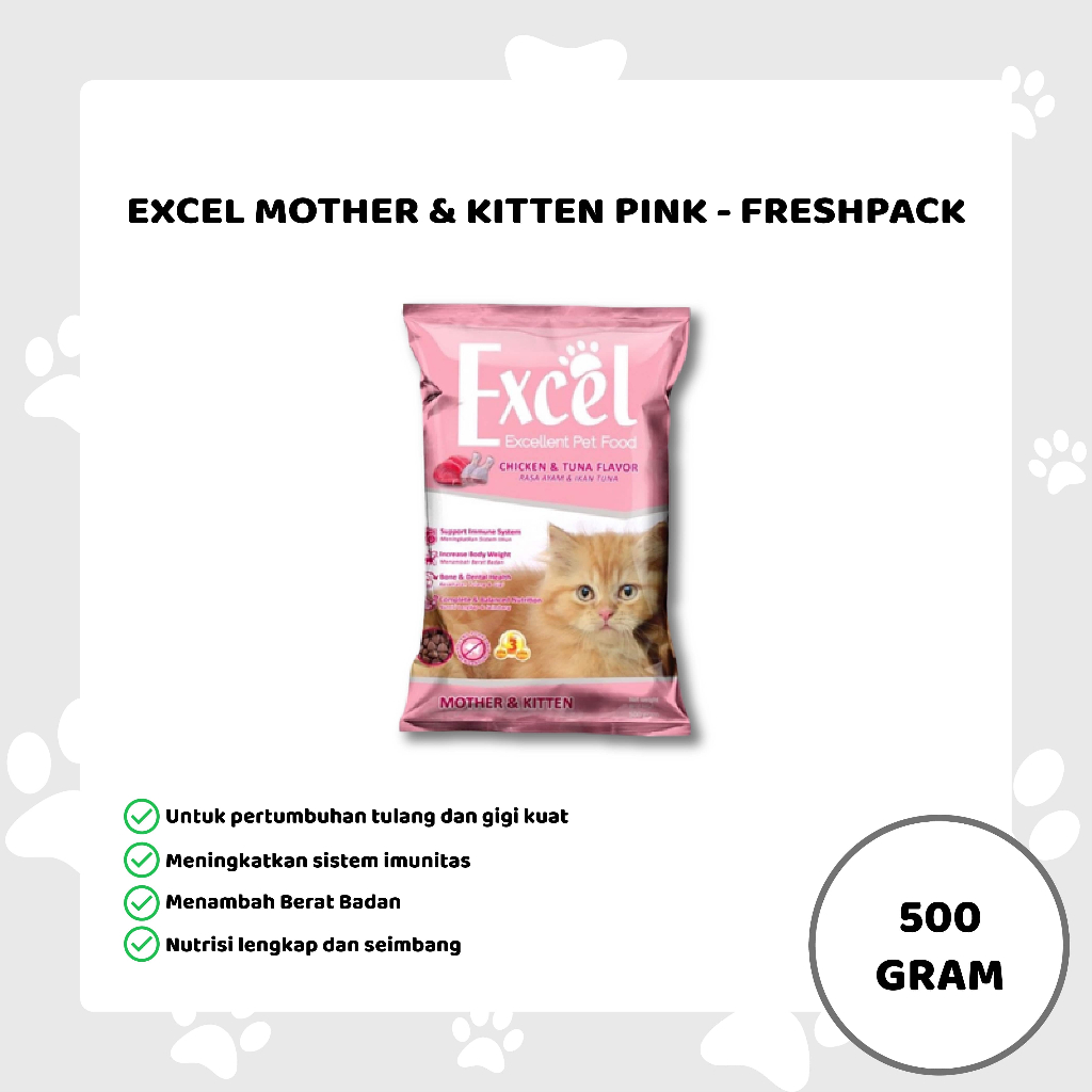 Jual EXCEL KITTEN PINK 500 GR - REPACK | Shopee Indonesia