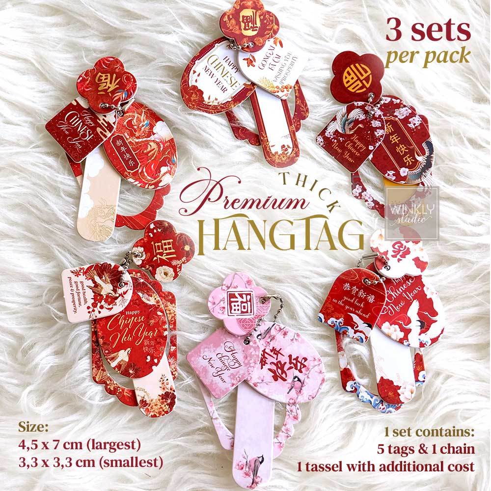 Jual 3 SET/pack PREMIUM Hang Tag Tebal Imlek / Thick Tag Hamper Chinese ...