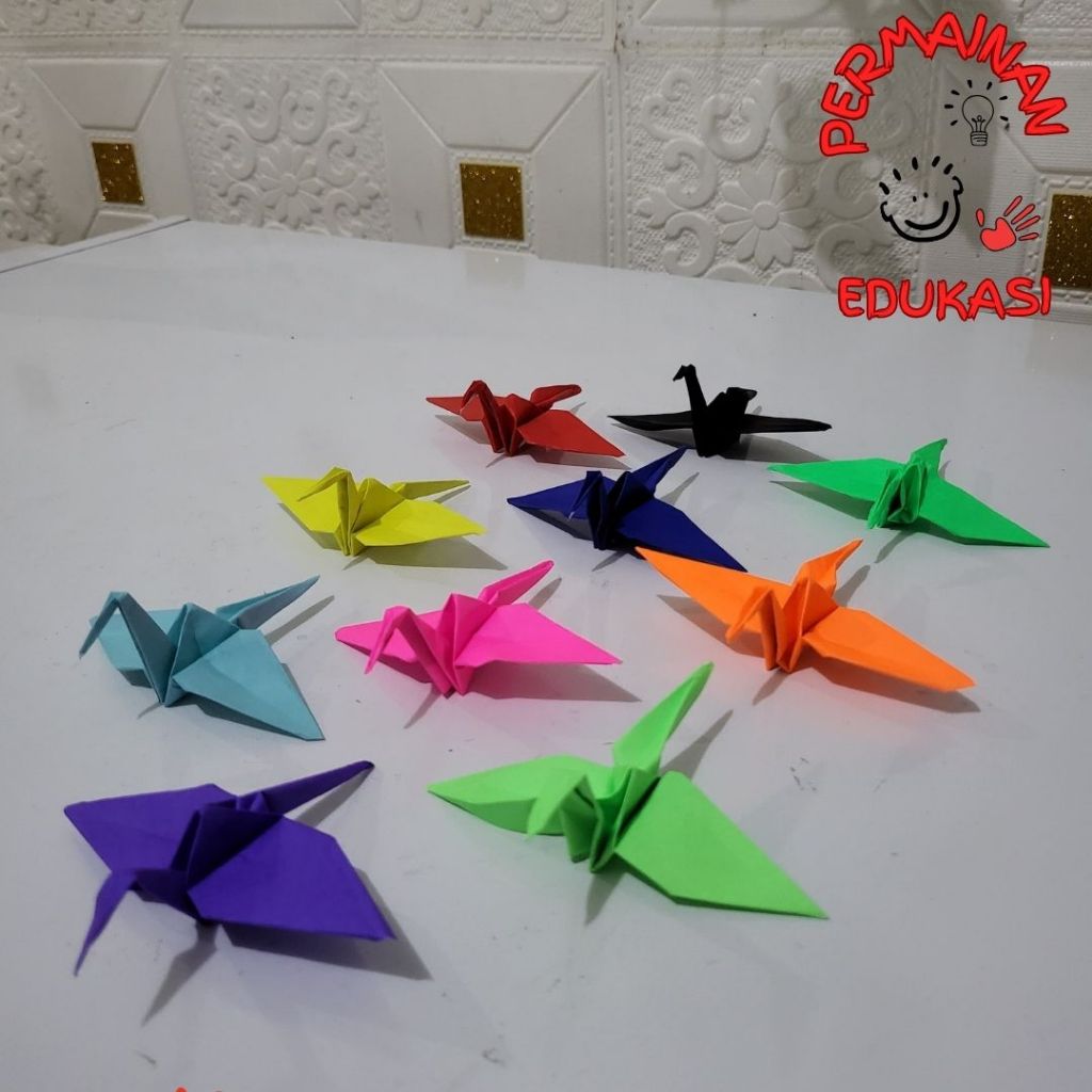 Jual Origami bangau 10x10/origami burung/origami crane/origami angsa ...