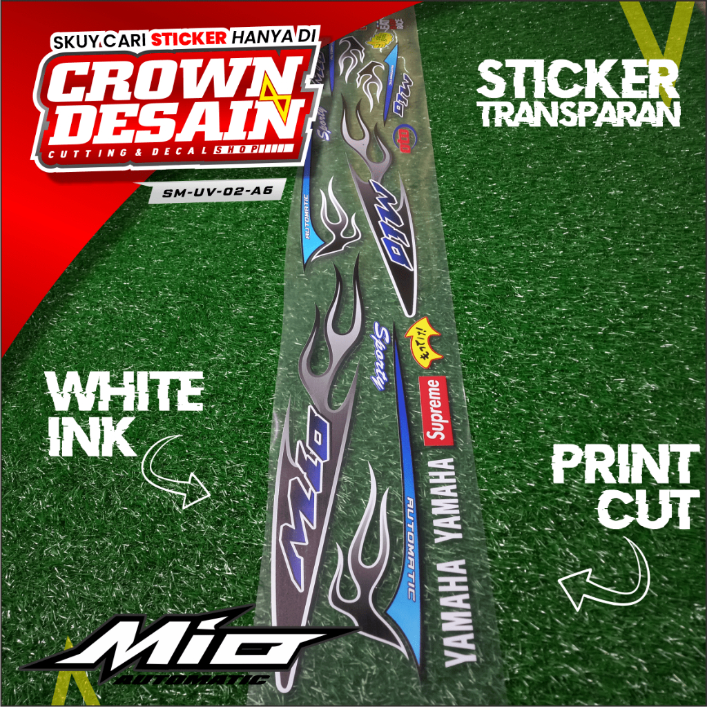 Jual Striping Transparan Mio Sporty Motif Api Desain Racing - Stiker ...